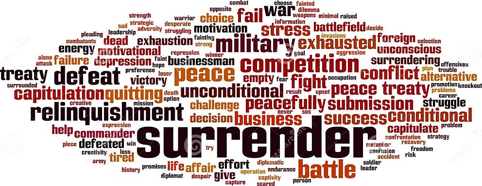 Surrender word cloud stock illustration. Illustration of depression ...