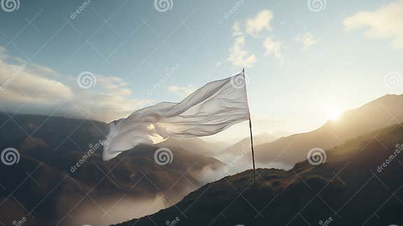 Surrendering the White Flag on a Mountain. Stock Photo - Image of ...