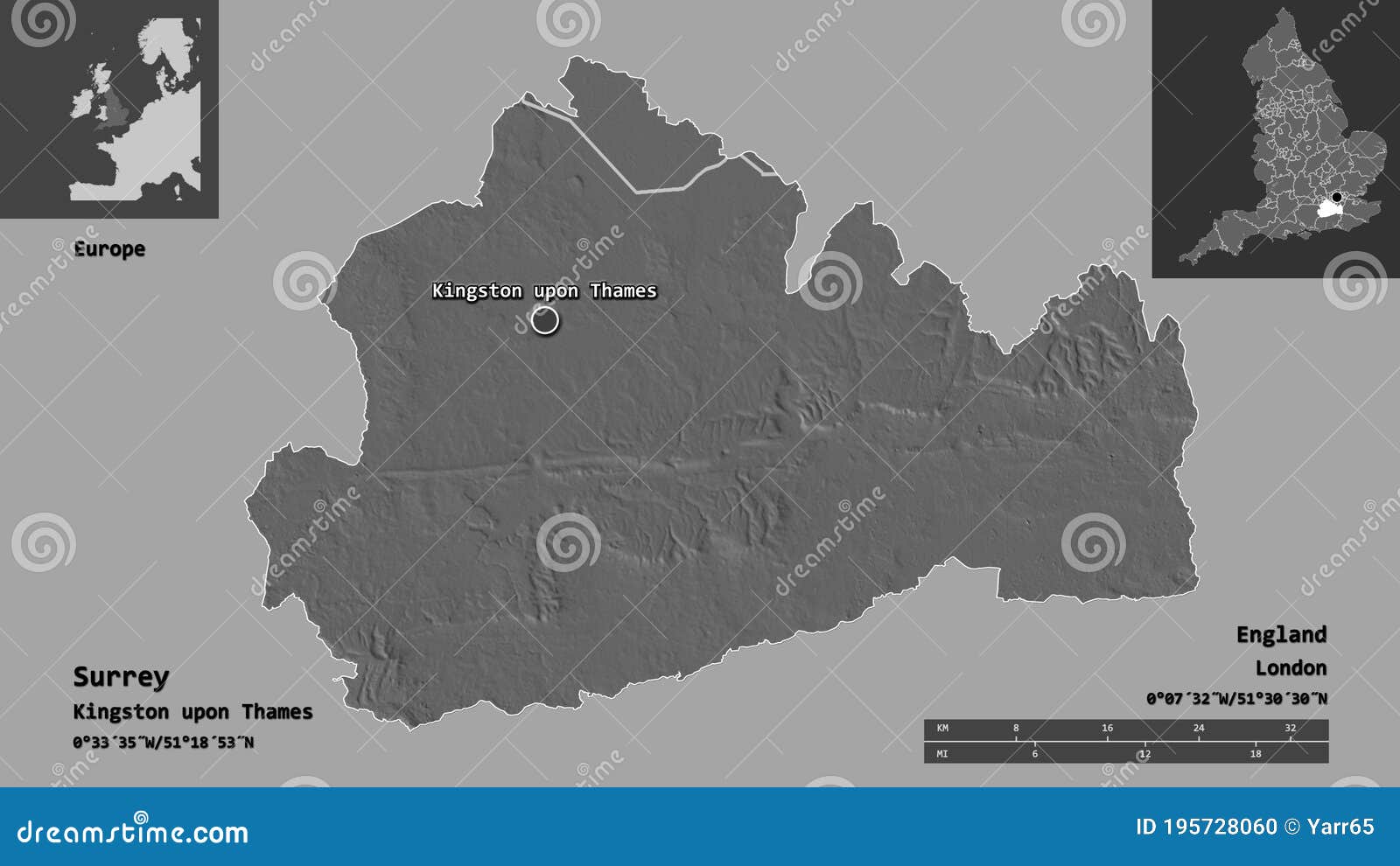 Surrey, Administrative County of England,. Previews. Bilevel Stock ...