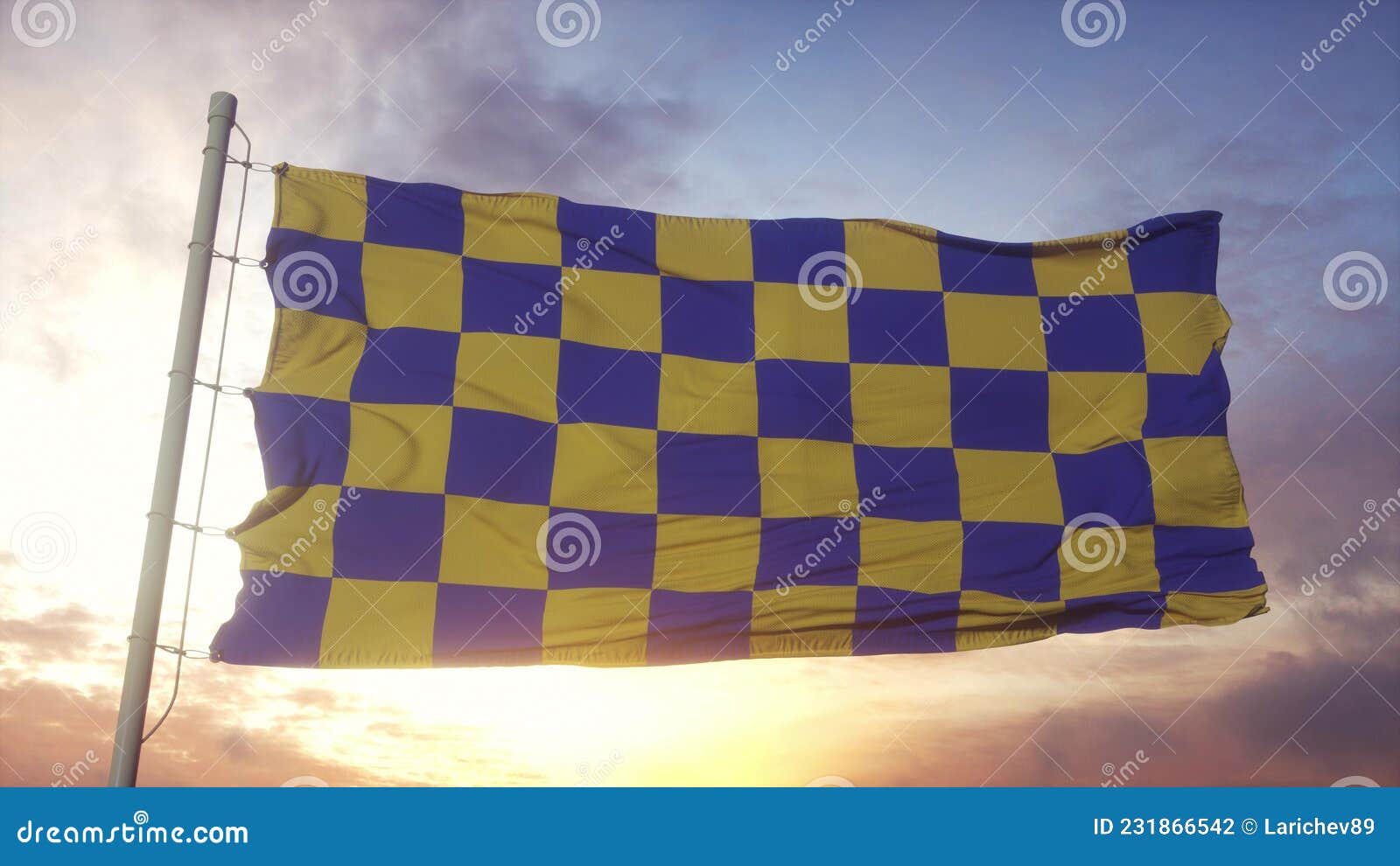 Surrey Flag, England, Waving In The Wind, Sky And Sun Background. 3d ...