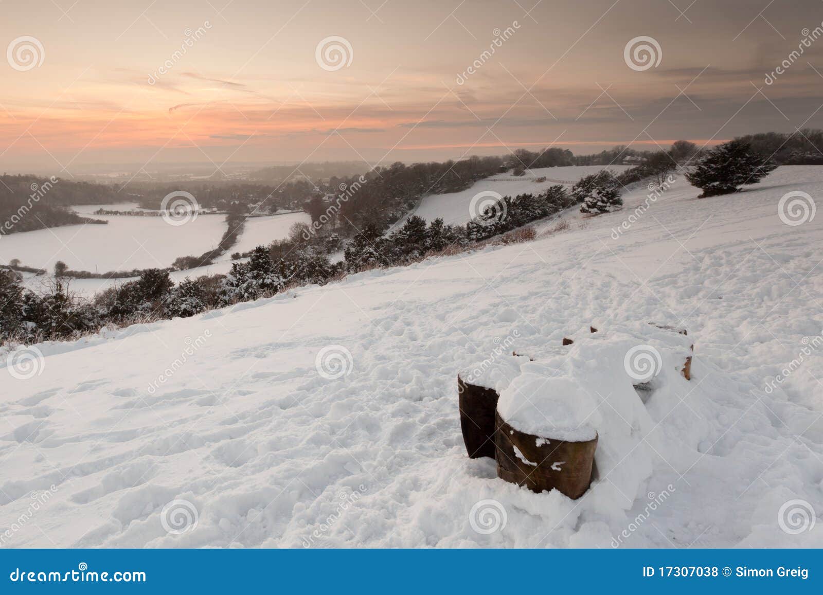 Surrey Landscape Covered in Snow Stock Photo - Image of seasonal, white ...