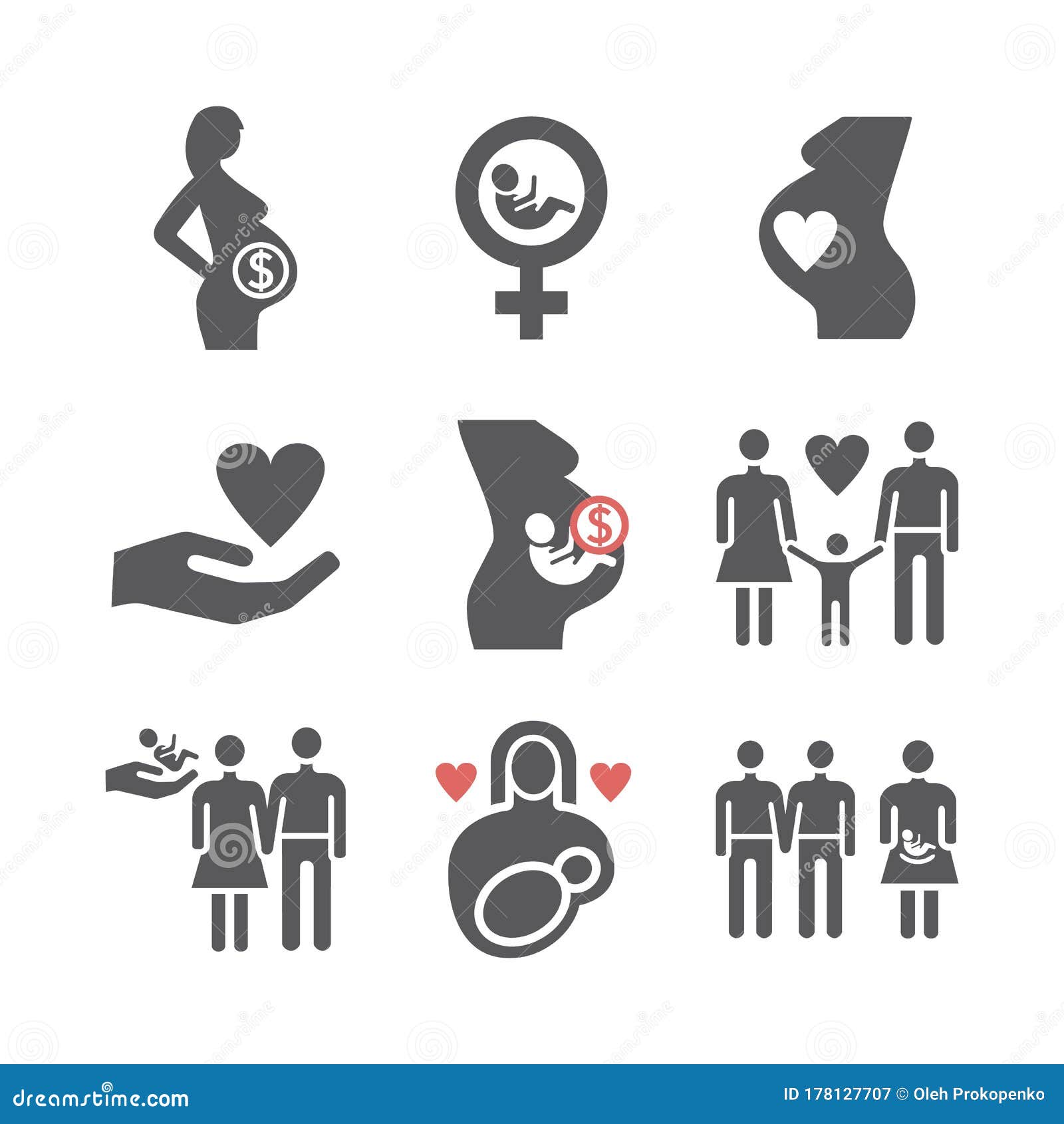 Surrogacy Icons Set. Vector Signs for Web Graphics Stock Vector ...