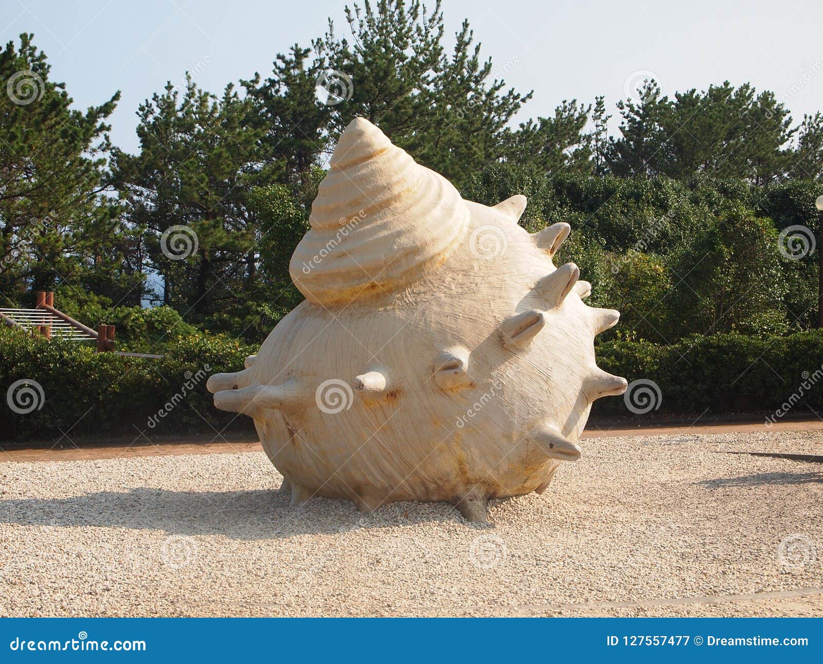 Huge Conch Model is Located on the Beach Stock Image - Image of entire ...