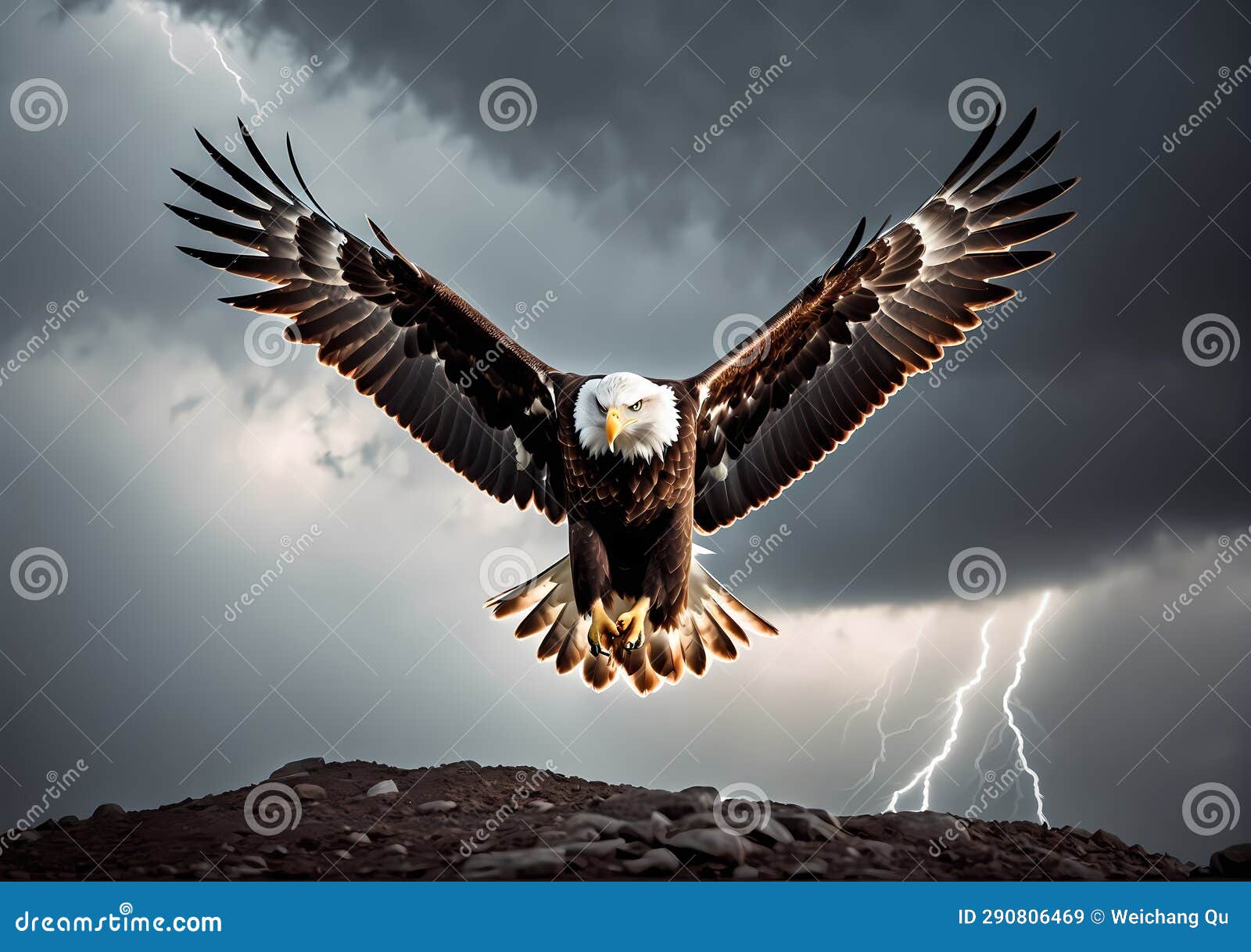 A soaring eagle in a storm stock illustration. Illustration of urging ...
