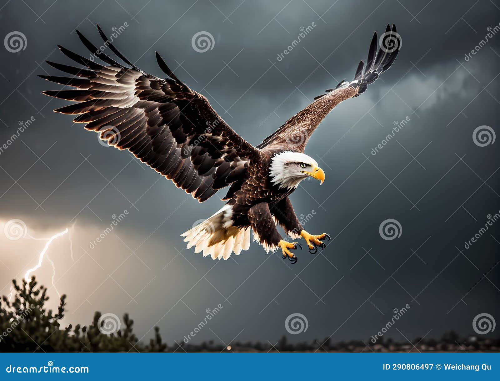 A soaring eagle in a storm stock illustration. Illustration of quail ...