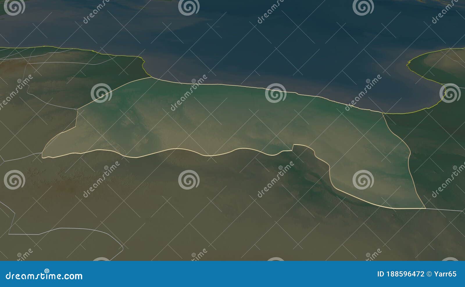 Surt, Libya - Outlined. Relief Stock Illustration - Illustration of ...
