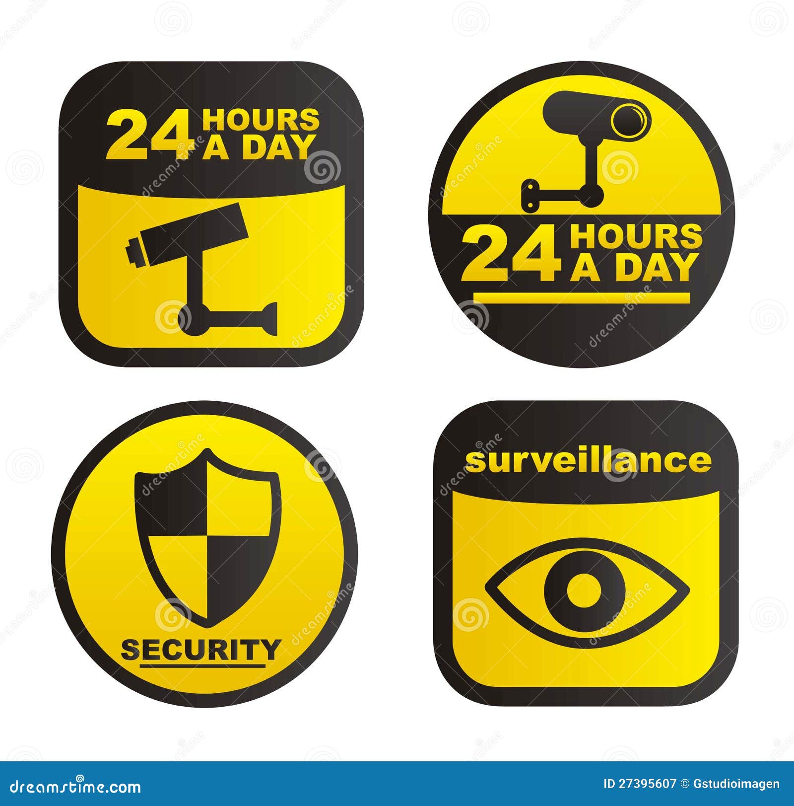 CCTV Labels, Set Symbol Security Camera Pictogram Vector Illustration ...