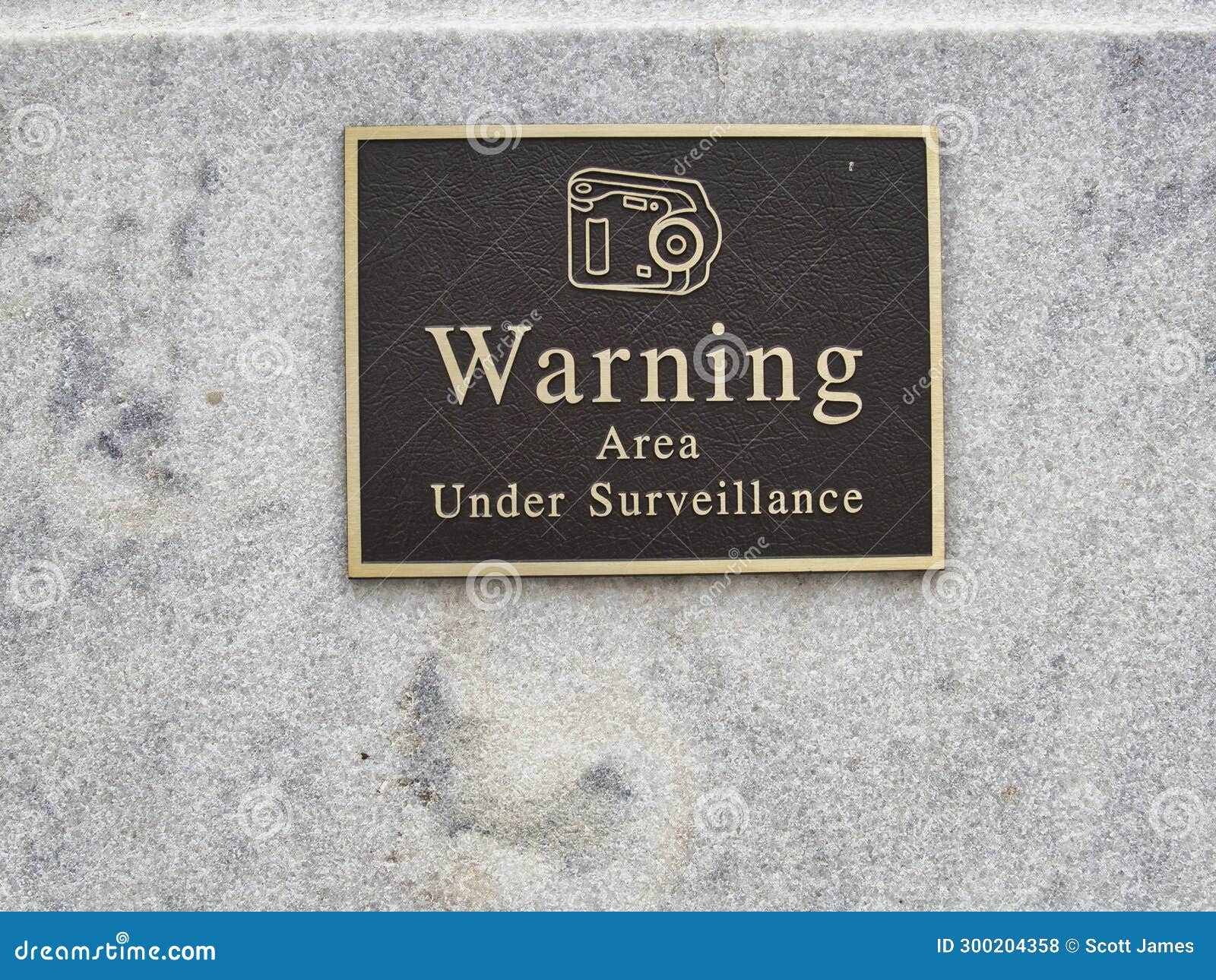 Surveillance Area Warning Sign, Brass Stock Photo - Image of observe ...