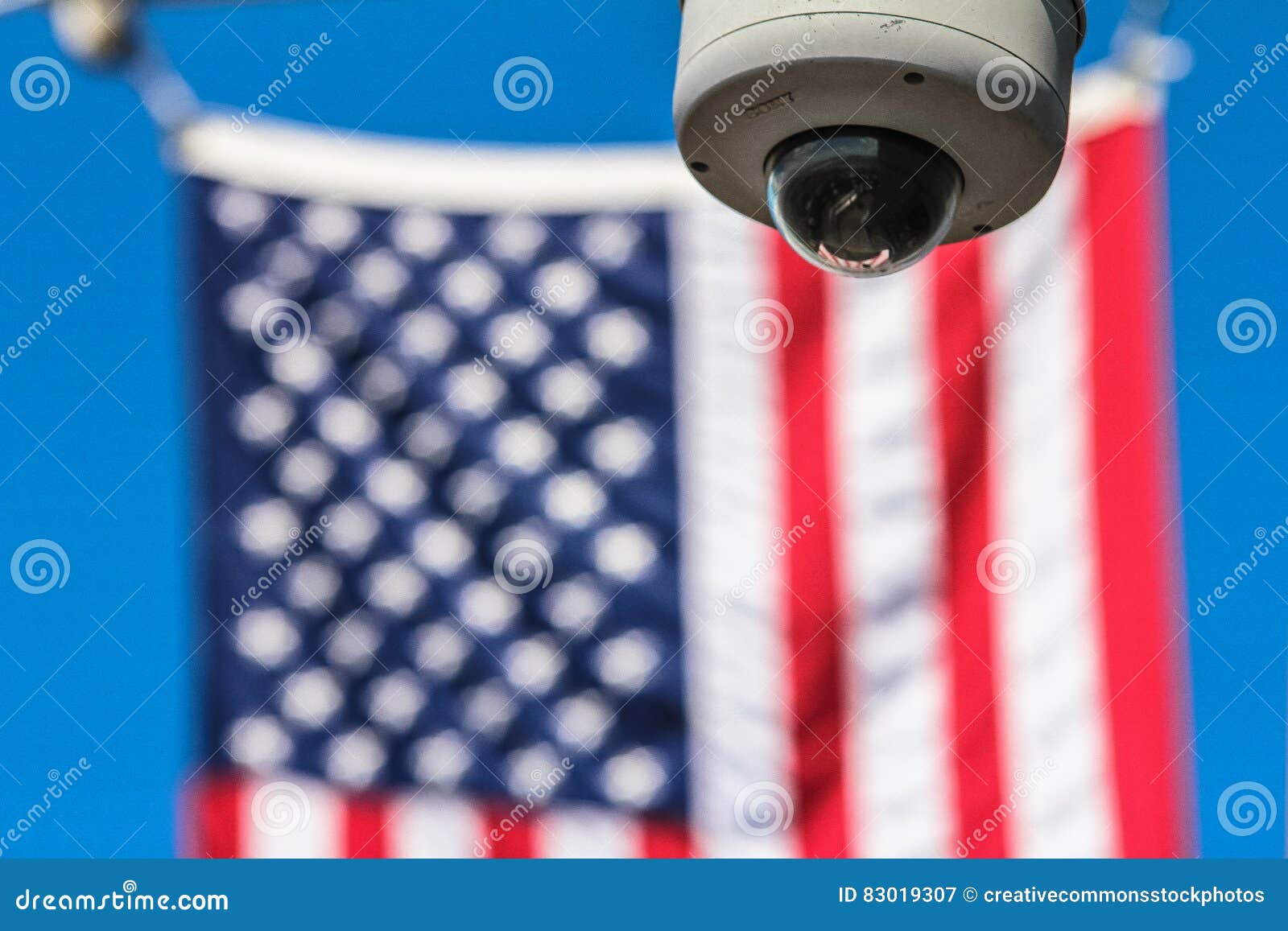 Surveillance Camera And American Flag Picture. Image: 83019307