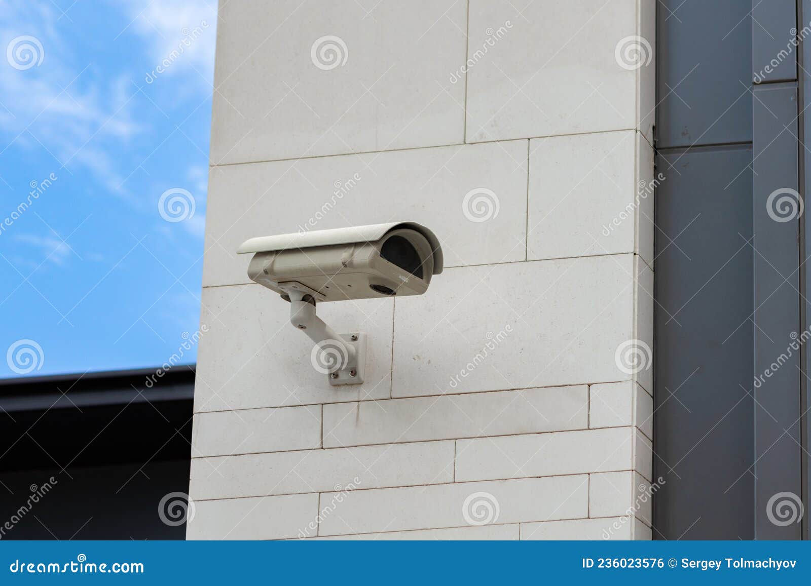Surveillance Camera Built into the Stone Wall of the Building Stock ...