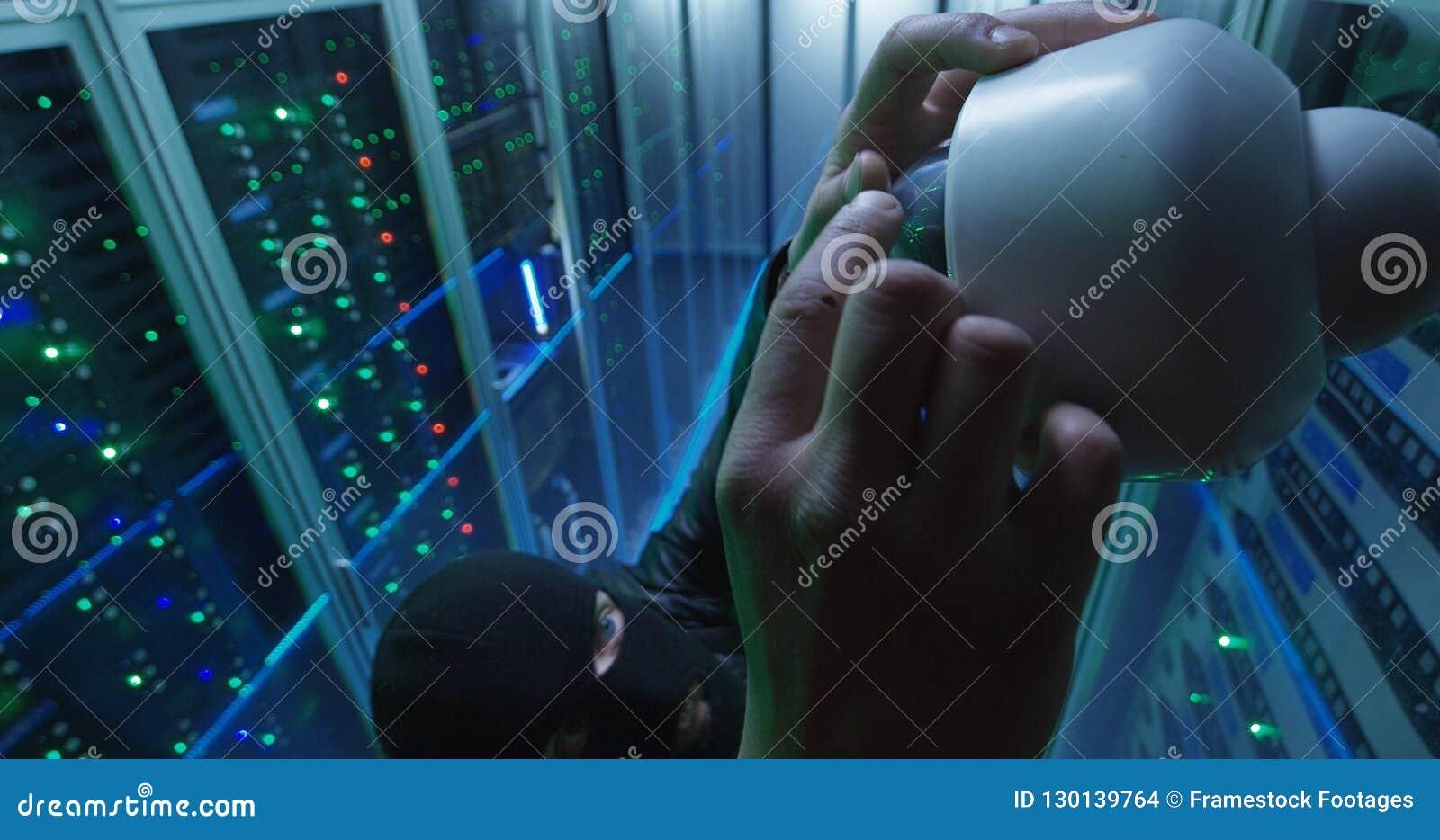 Surveillance Camera Capturing Hackers in Server Room Stock Photo ...
