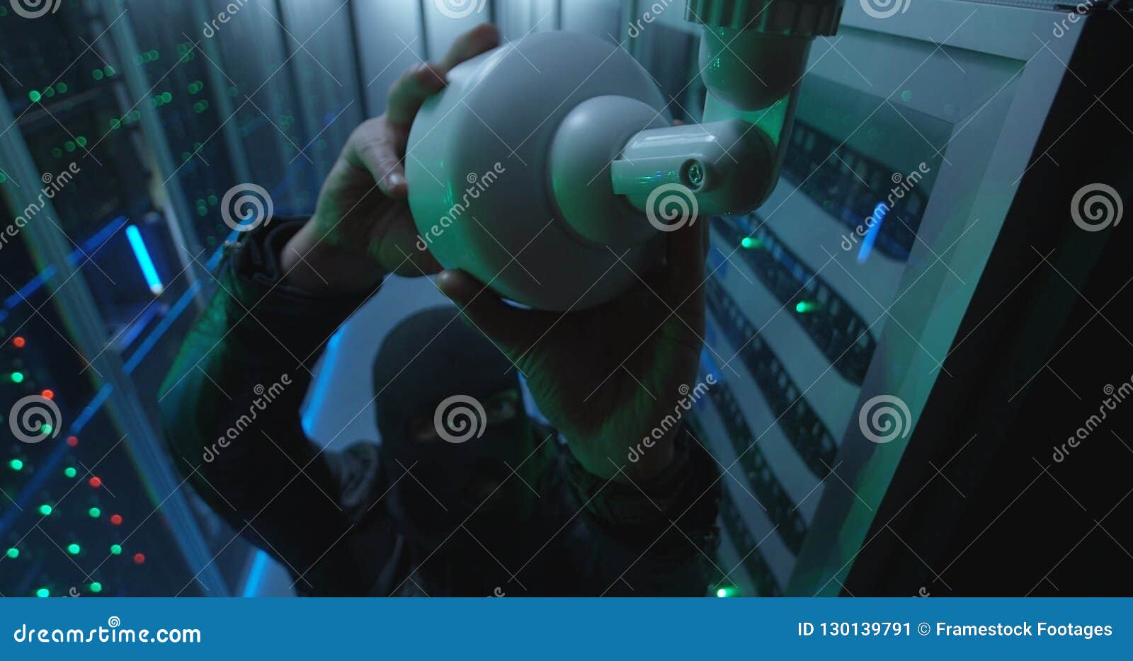 Surveillance Camera Capturing Hackers in Server Room Stock Image ...