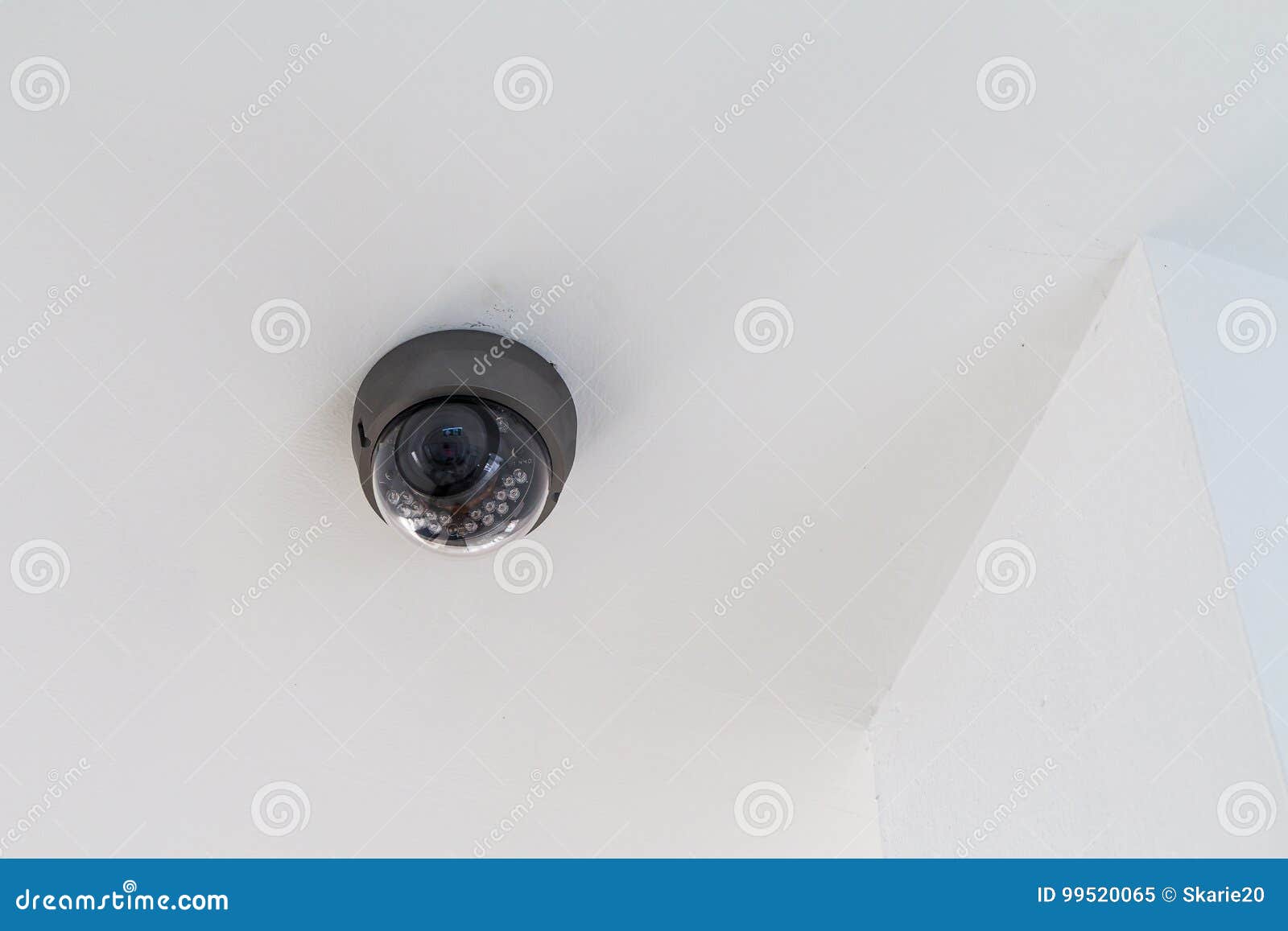 A Surveillance Camera on Ceiling Stock Image - Image of black, safety ...