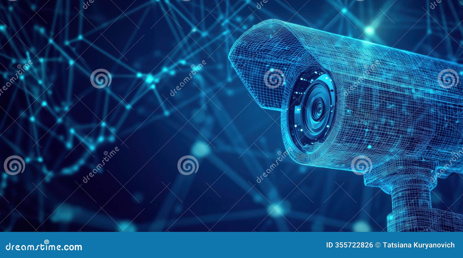 Surveillance Camera, Digital Wireframe Design, Technology Background ...