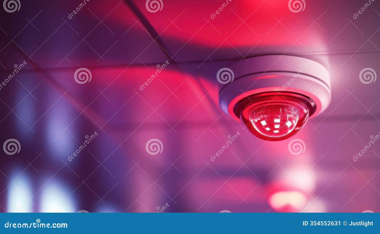 Surveillance Camera Emitting Red Light in Industrial Setting Stock ...