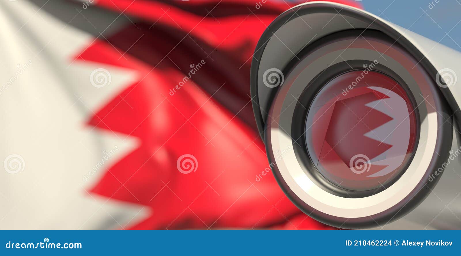 Surveillance Camera and Flag of Bahrain. National Security System ...
