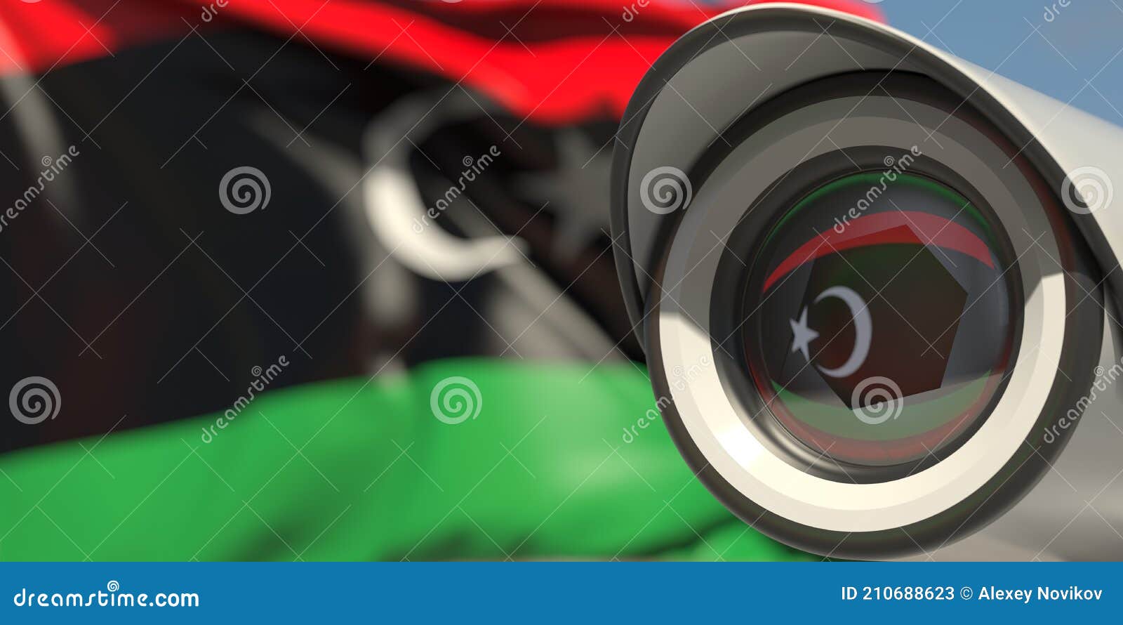 National Flag of Libya and CCTV Camera. Surveillance System Conceptual ...