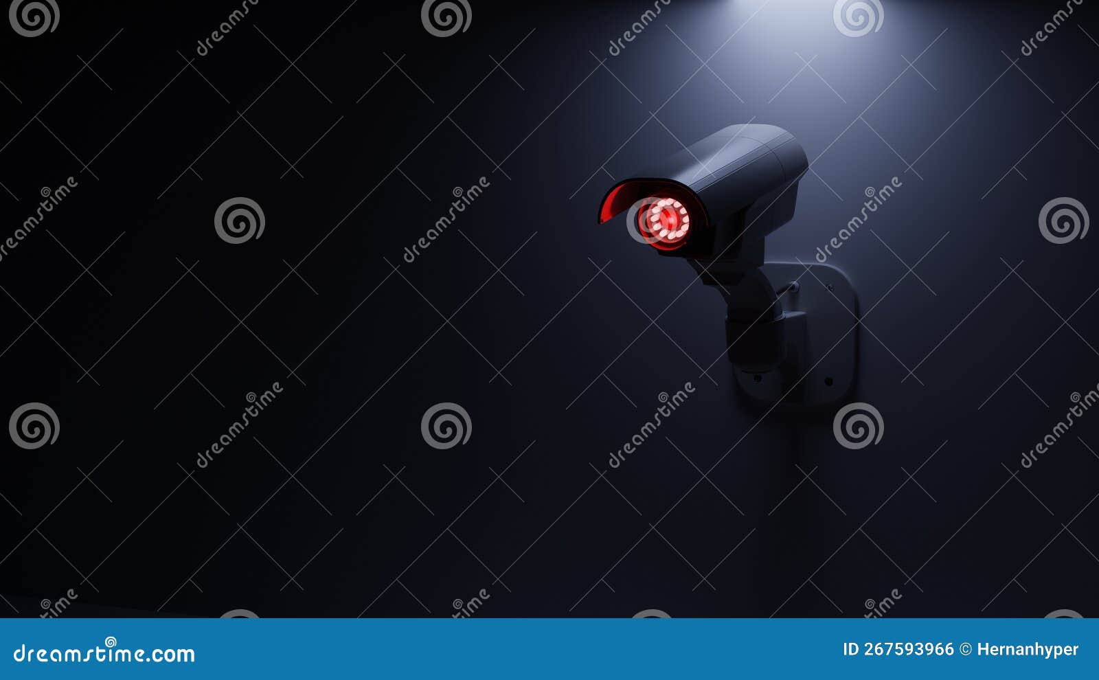 Surveillance Camera Glowing in the Dark. Ominous Mood Scene with ...