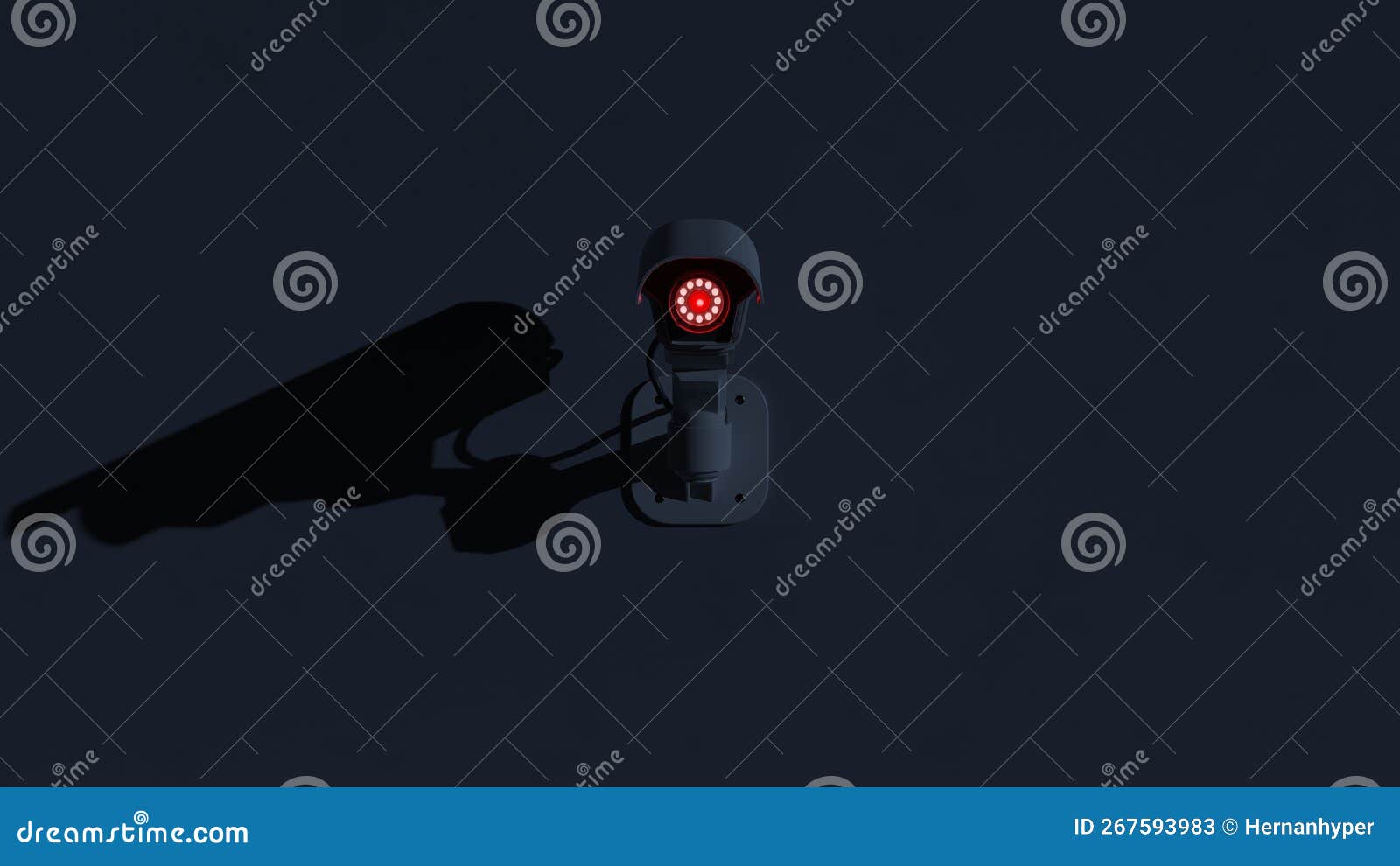 Surveillance Camera Glowing in the Dark. Ominous Mood Scene with ...