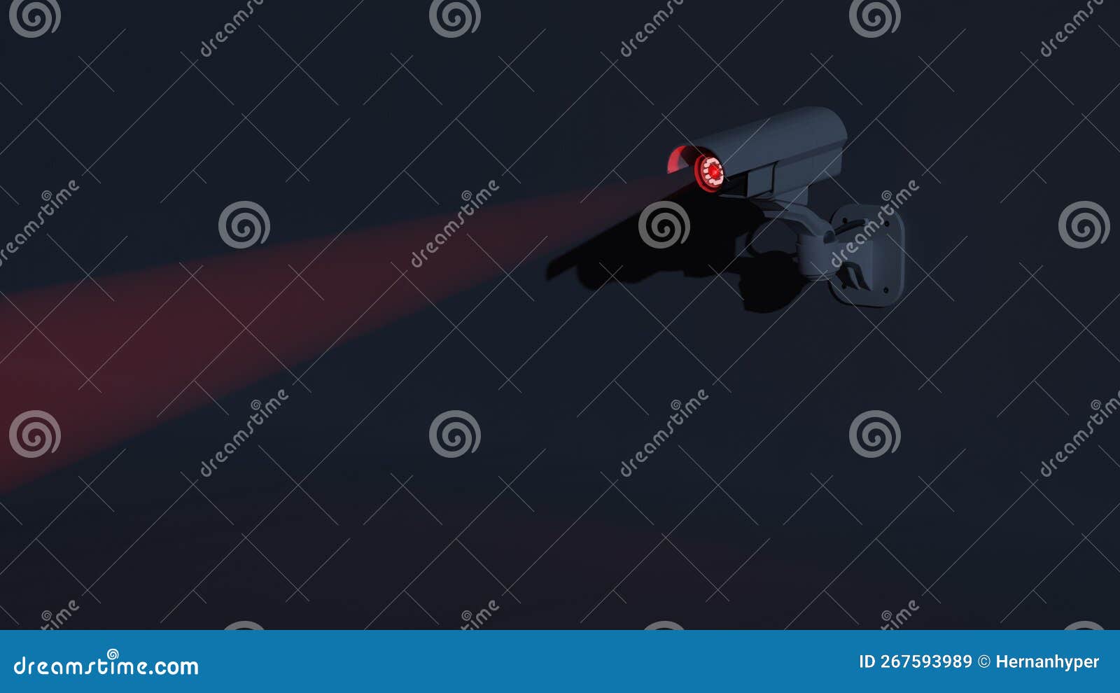 Surveillance Camera Glowing in the Dark. Ominous Mood Scene with ...