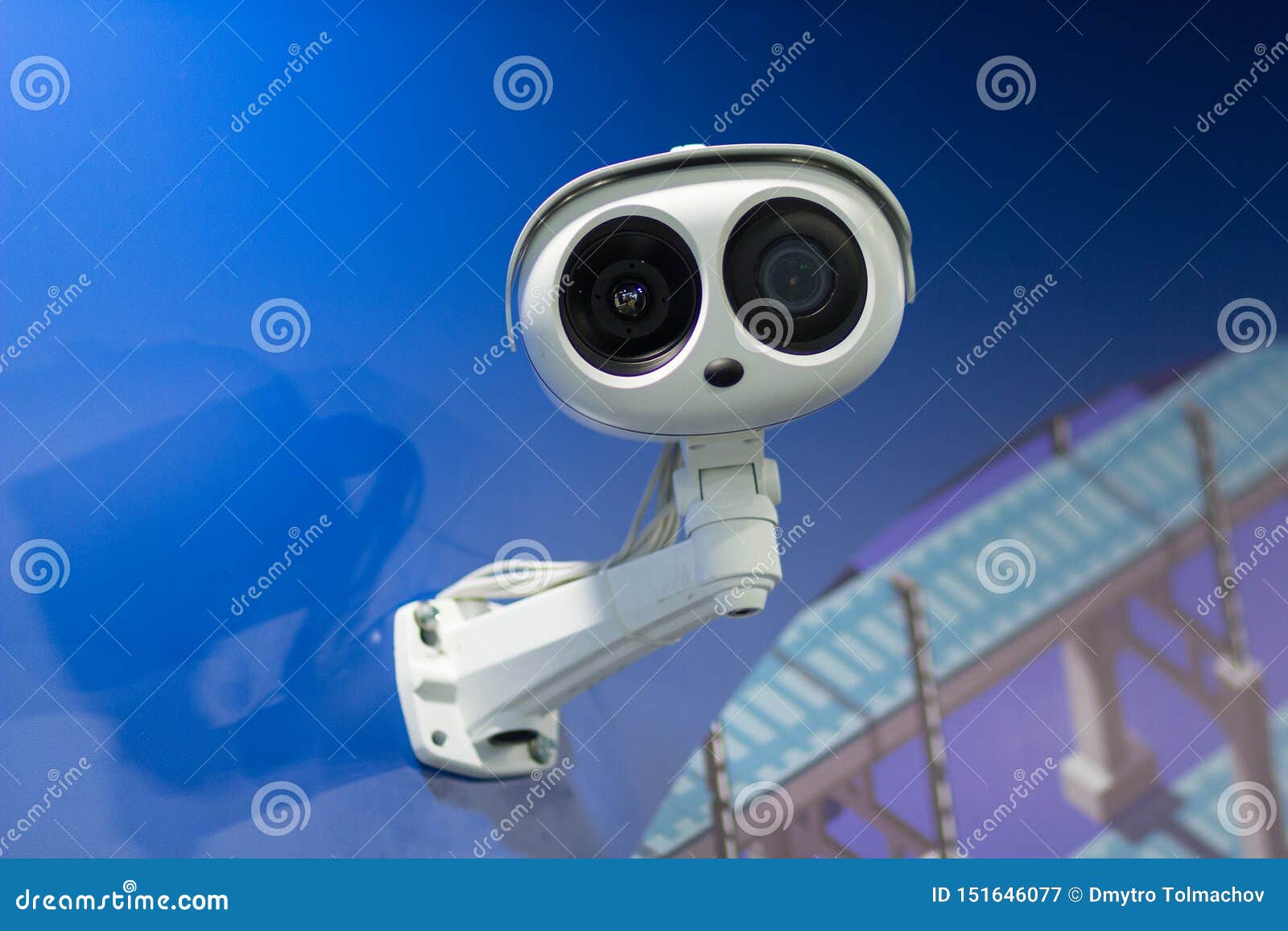 Surveillance Camera is Hanging on the Wall Stock Image - Image of ...