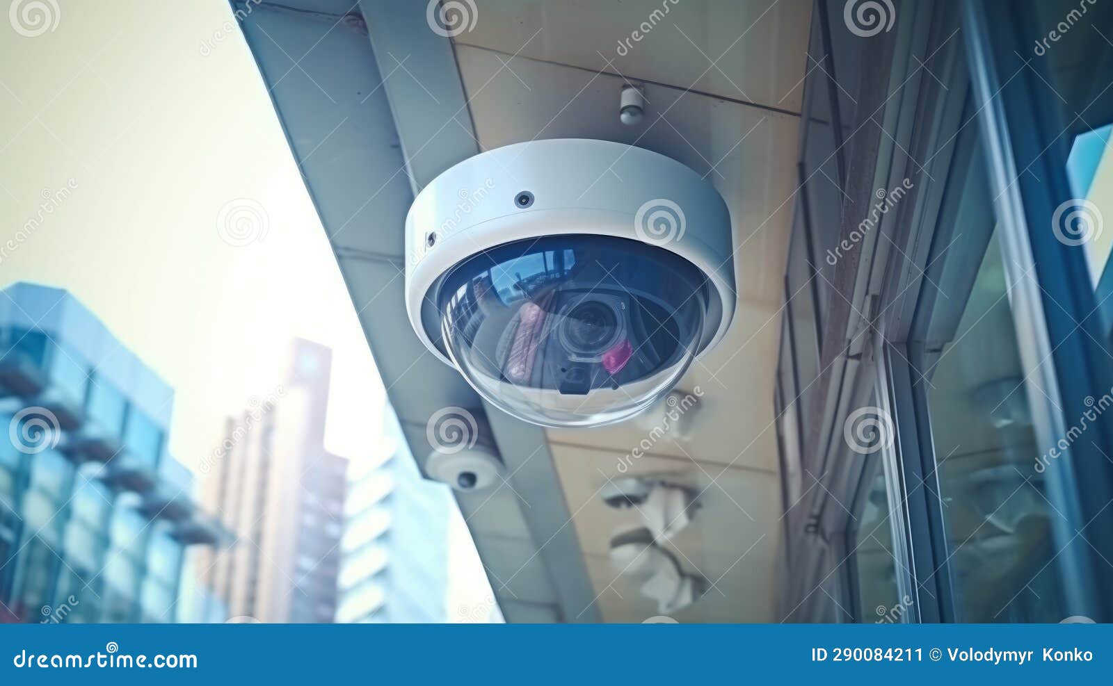 A Surveillance Camera Installed on the Exterior of a Structure ...
