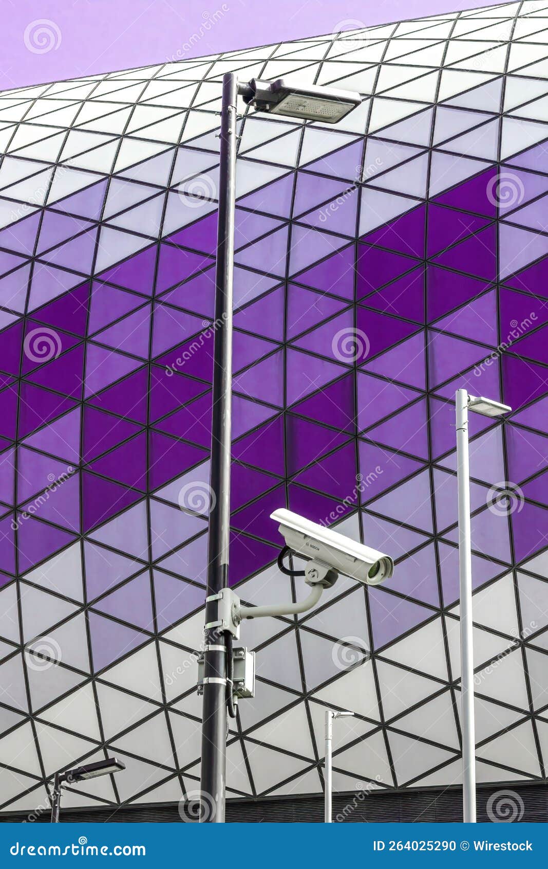 Surveillance Camera and Lights with Dome of the Dynamo Stadium on the ...