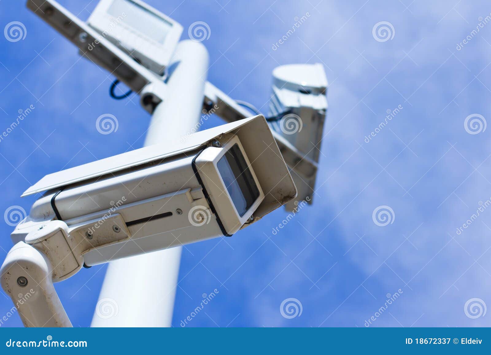 Surveillance Camera from Low Angle Stock Image - Image of alertness ...
