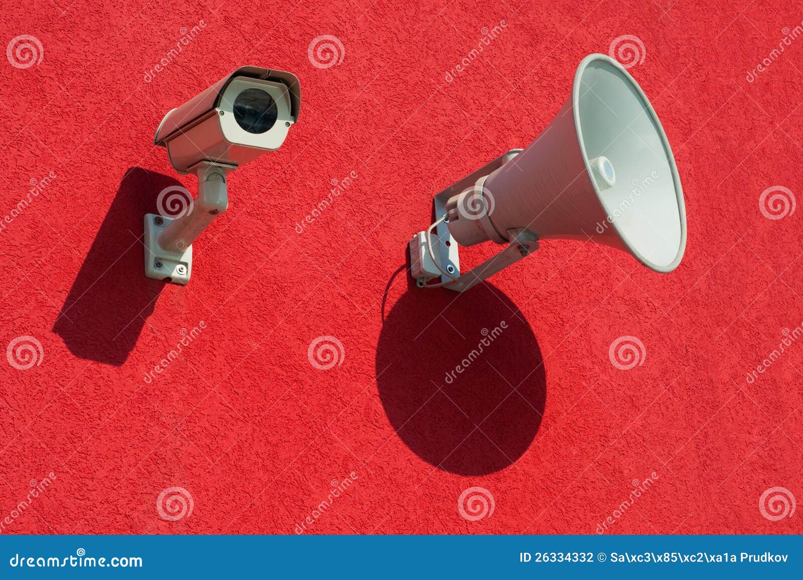 Surveillance Camera and Megaphone Stock Photo - Image of white ...