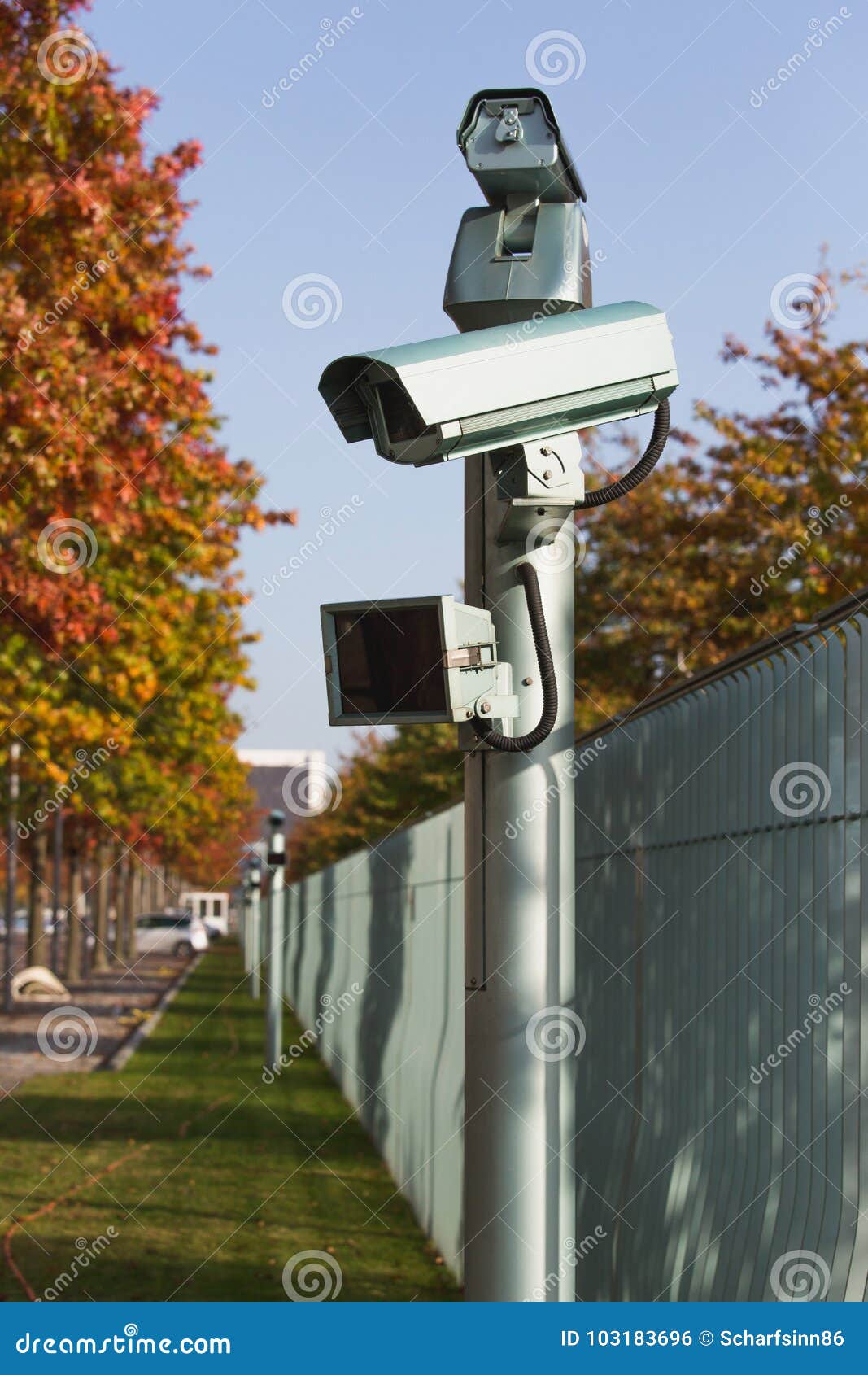 Surveillance Camera with Motion Sensor. Stock Photo - Image of ...