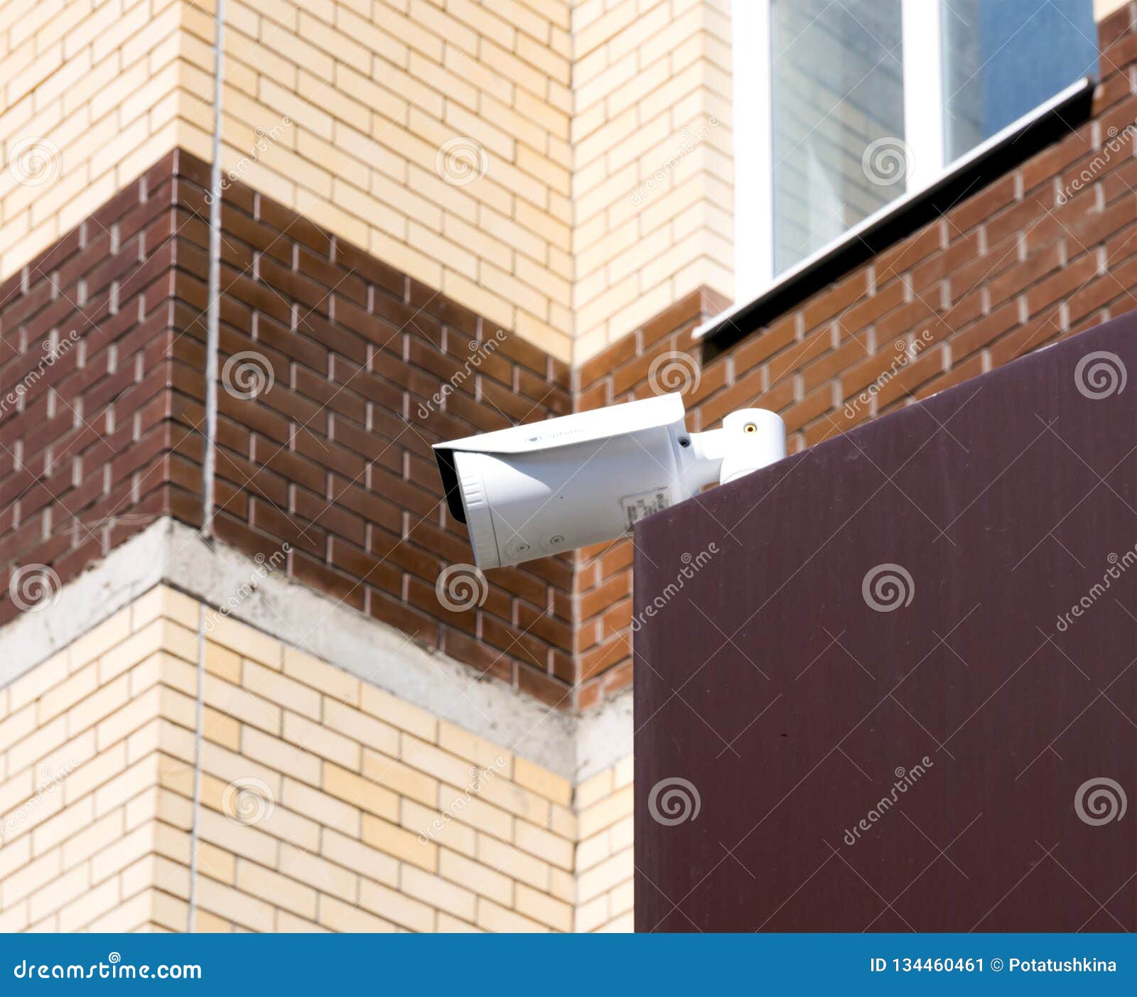Surveillance Camera Mounted on the Visor of the Building Editorial ...