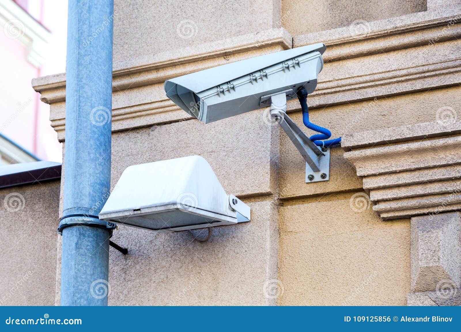 Surveillance Camera Mounted on the Wall Stock Photo - Image of cctv ...