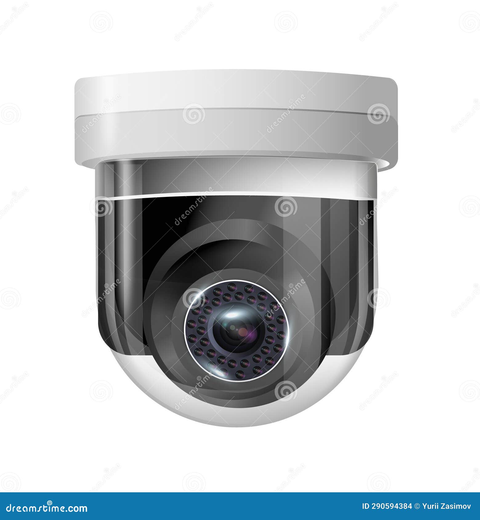 Surveillance Camera Round White Circular View of the Hanging Fixture ...
