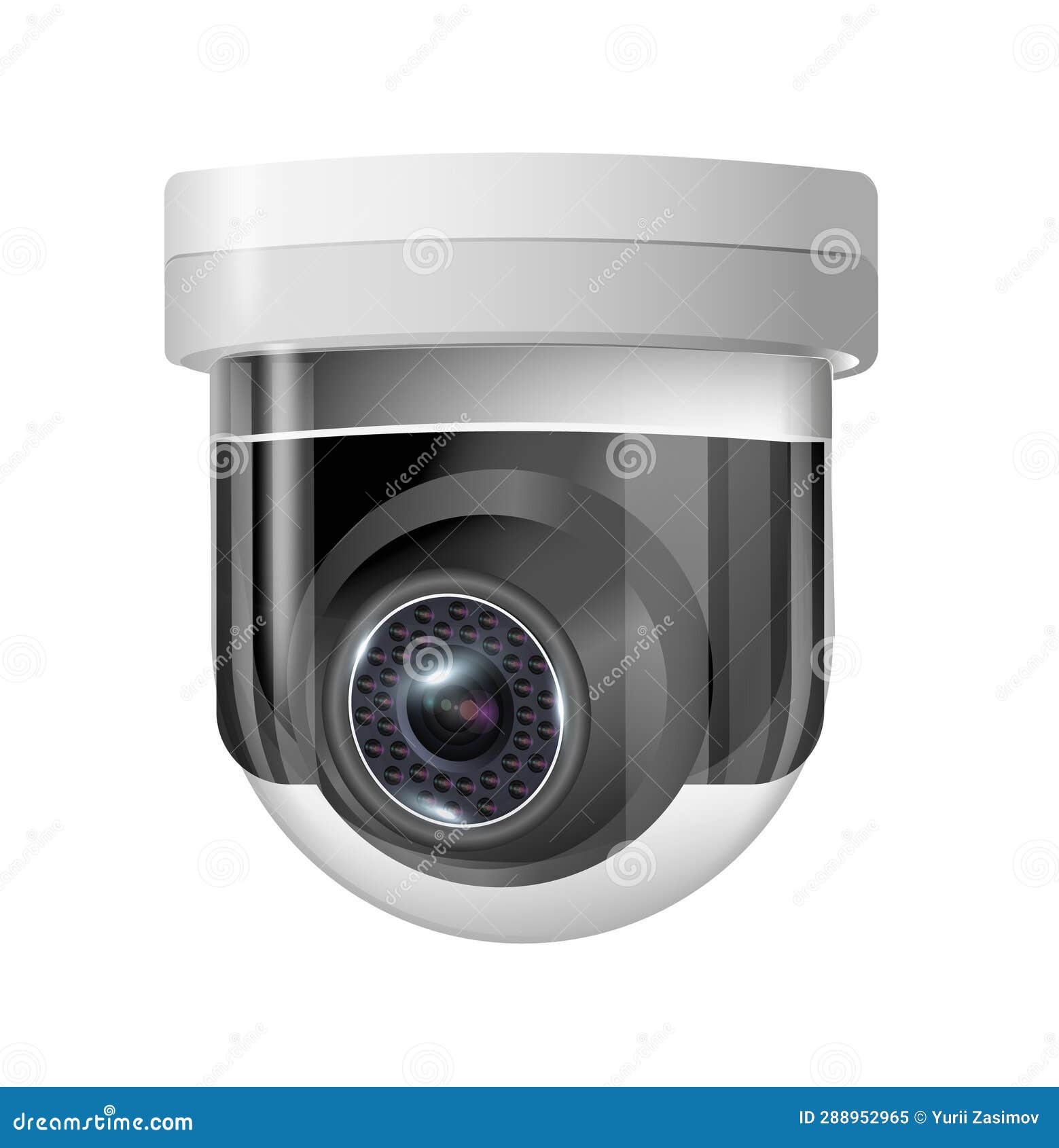 Surveillance Camera Round White Circular View of the Hanging Fixture ...