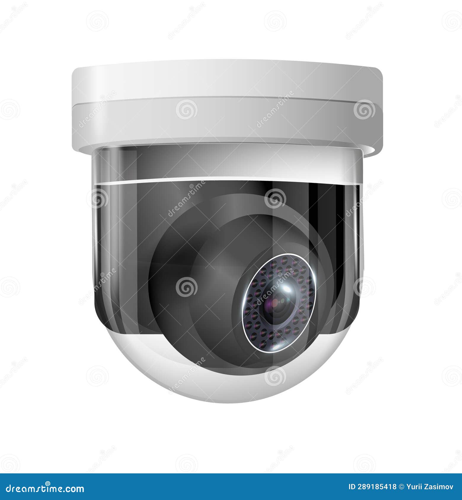 Surveillance Camera Round White Circular View of the Hanging Fixture ...