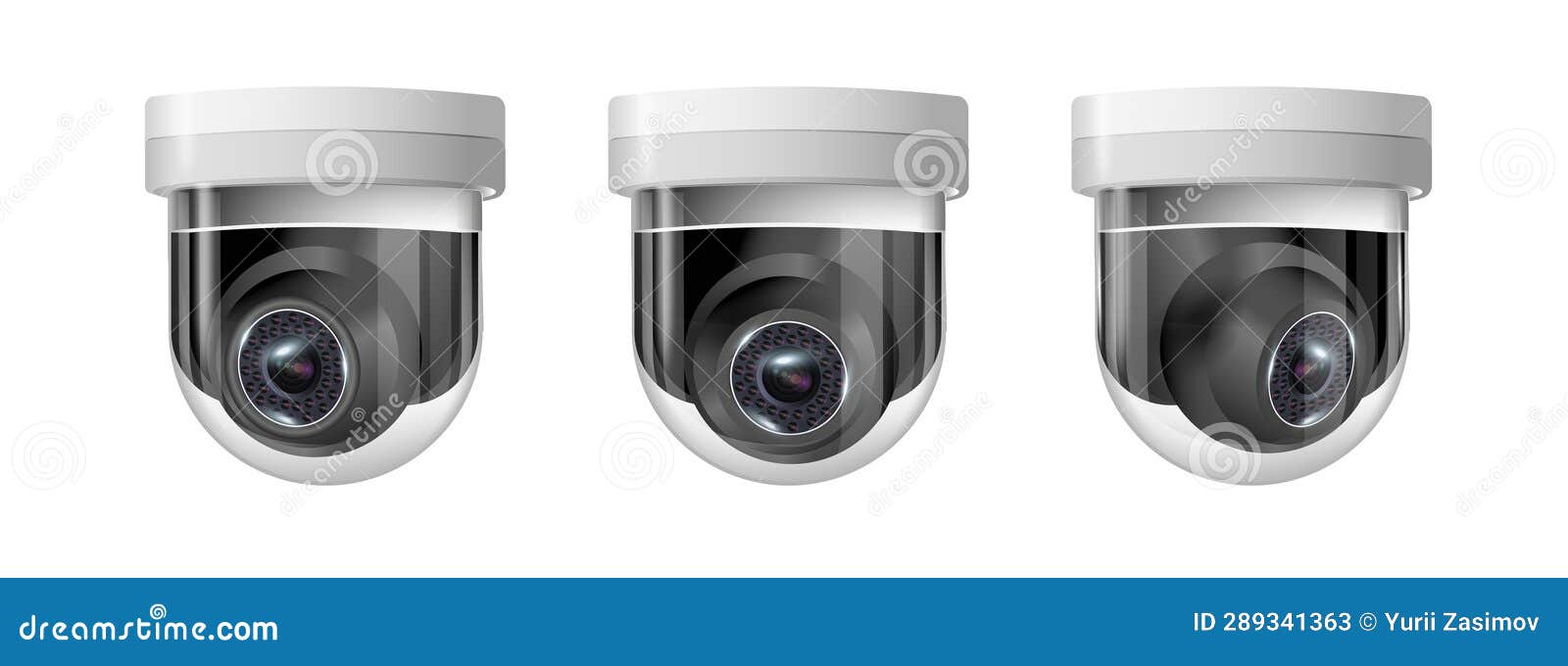 Surveillance Camera Round White Circular View of the Hanging Fixture ...