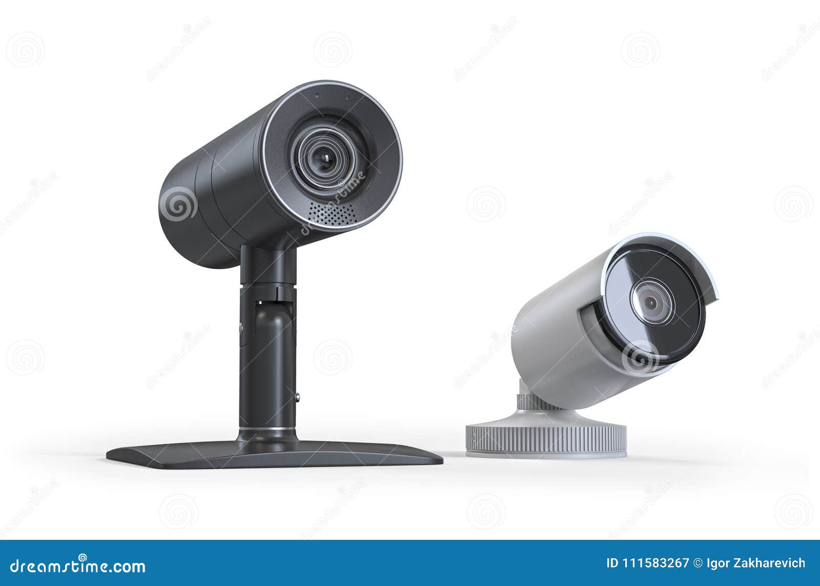 Surveillance Camera Set Isolated 3d Stock Illustration - Illustration ...