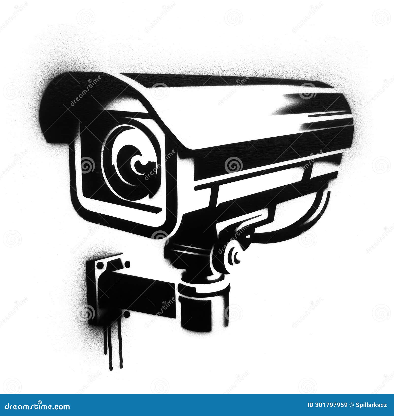 Surveillance Camera in Stencil-art Style,black and White Stock Illustration - Illustration of ...