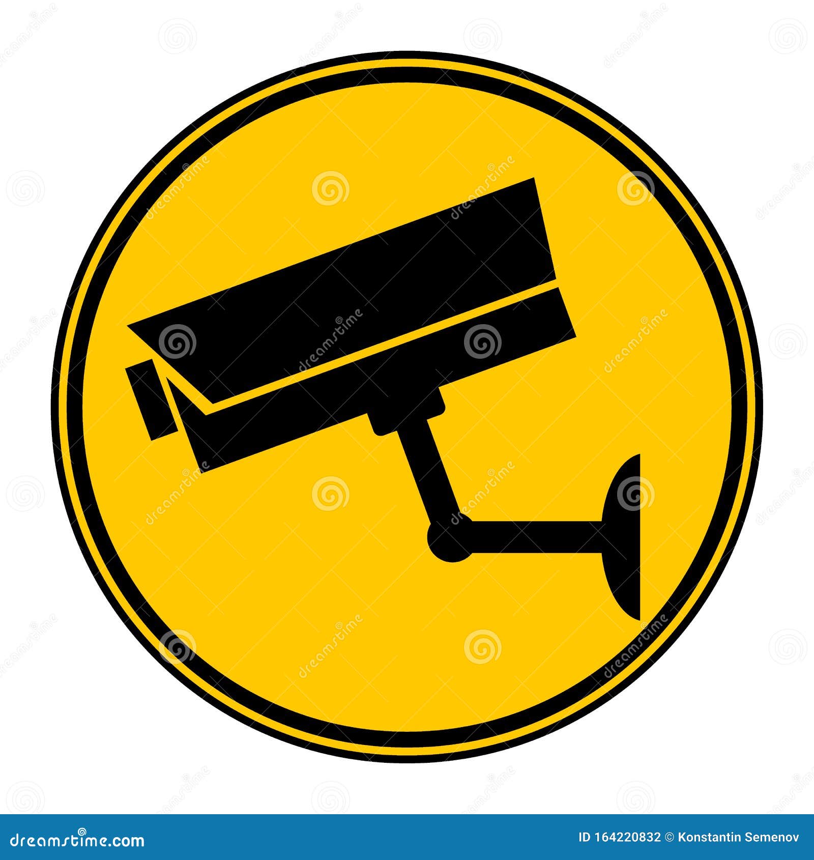 Surveillance Camera Warning Sign Stock Illustration - Illustration of ...