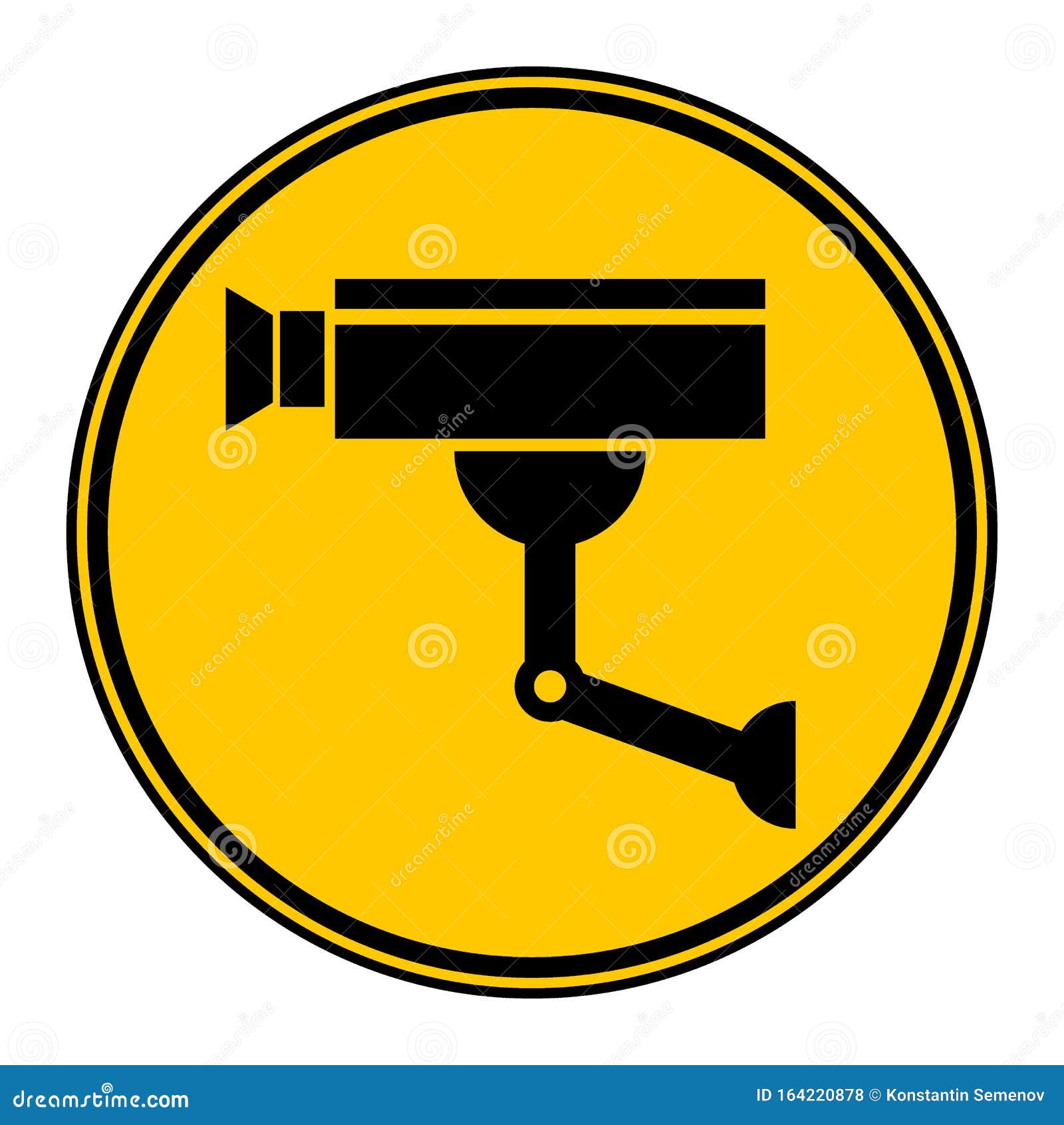 Surveillance Camera Warning Sign Stock Illustration - Illustration of ...