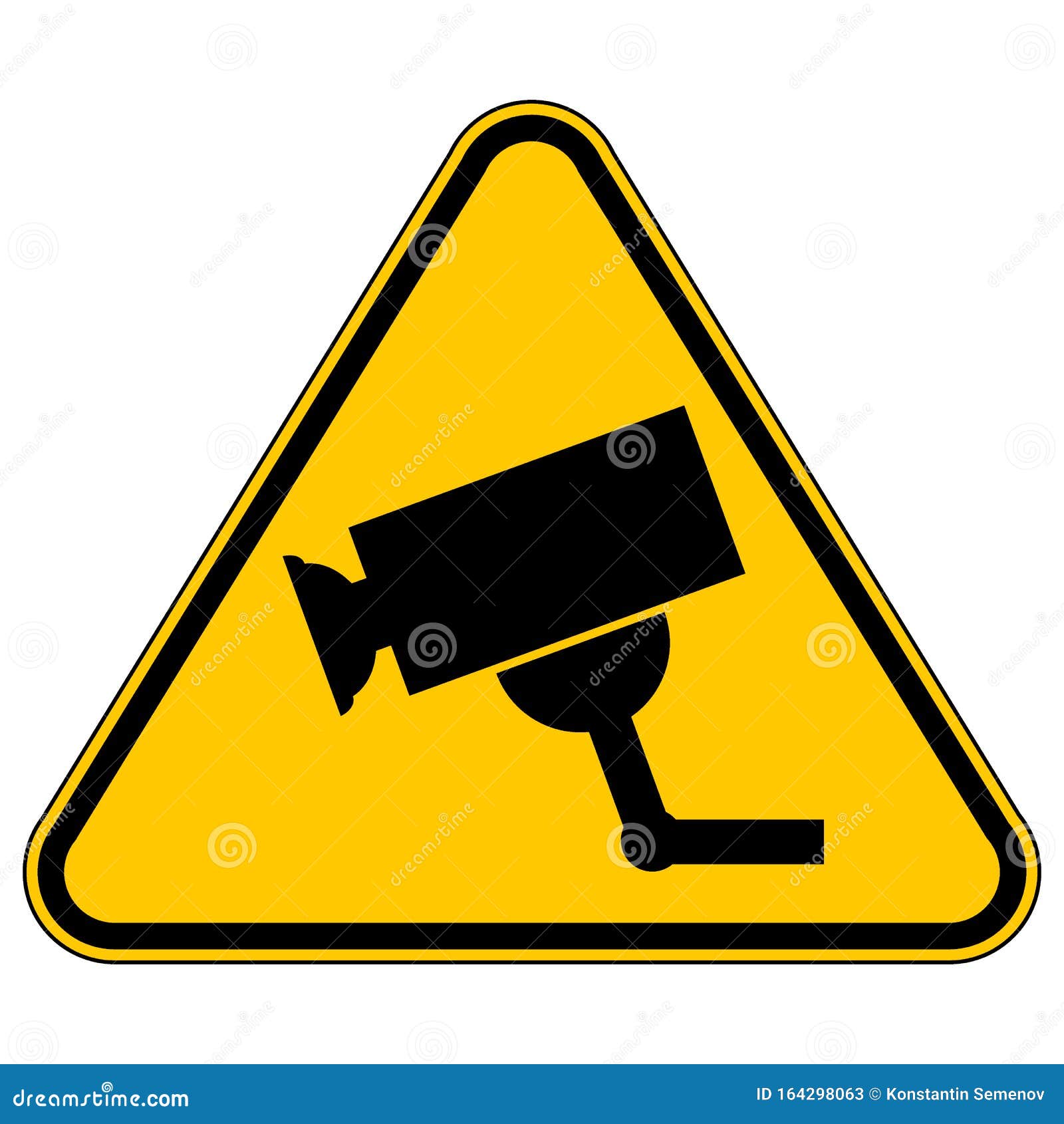 Surveillance Camera Warning Sign Stock Illustration - Illustration of ...