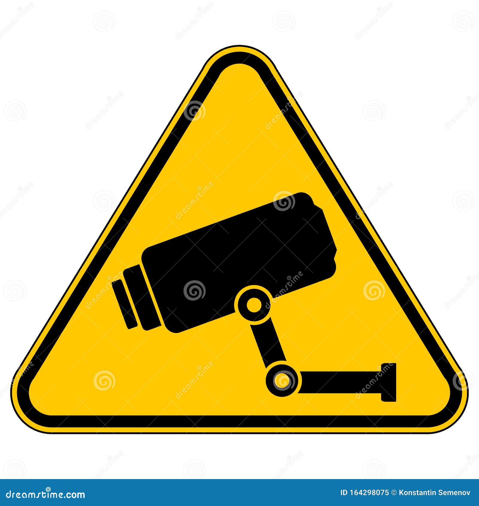 Surveillance Camera Warning Sign Stock Illustration - Illustration of ...