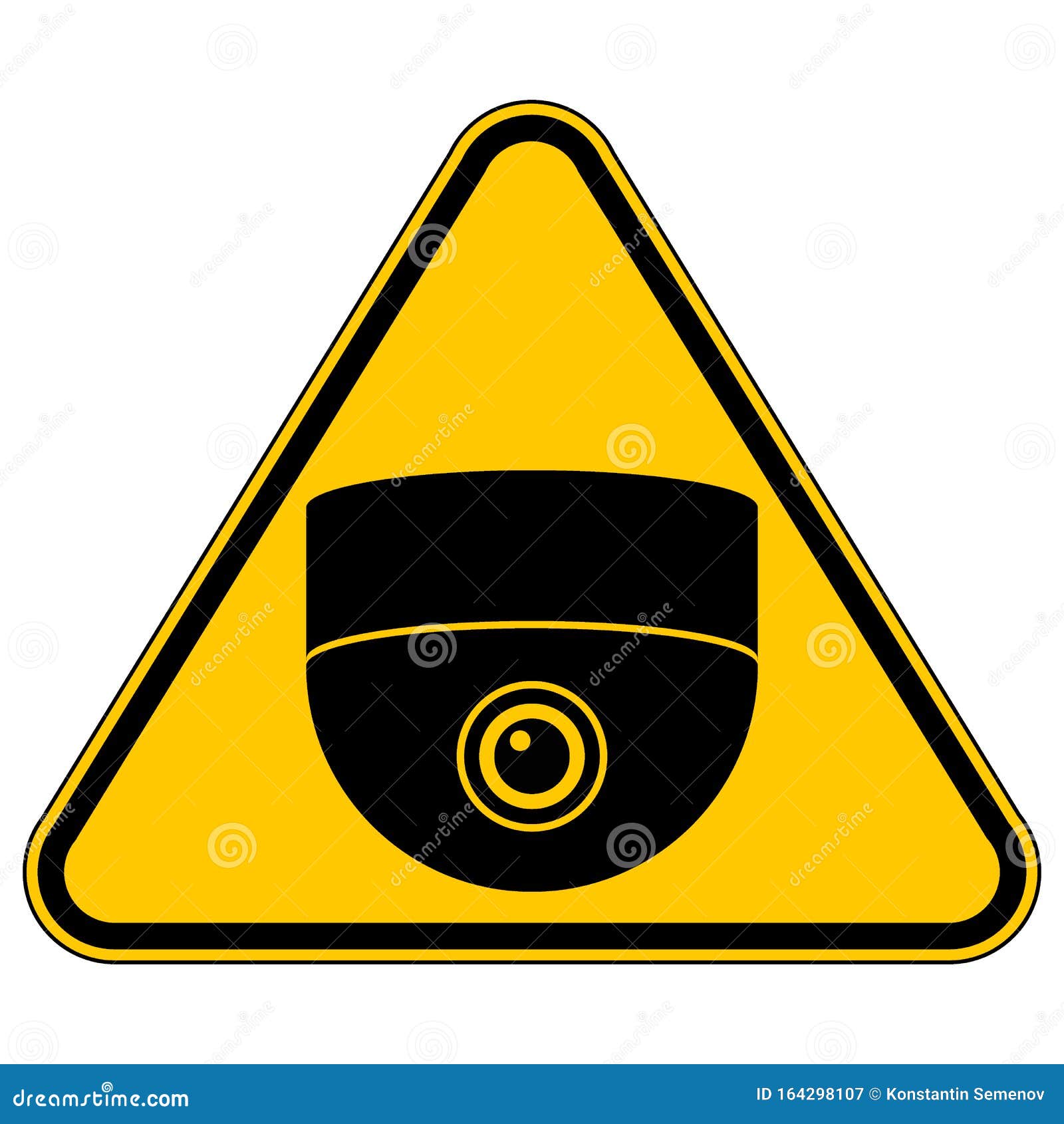 Surveillance Camera Warning Sign Stock Illustration - Illustration of ...