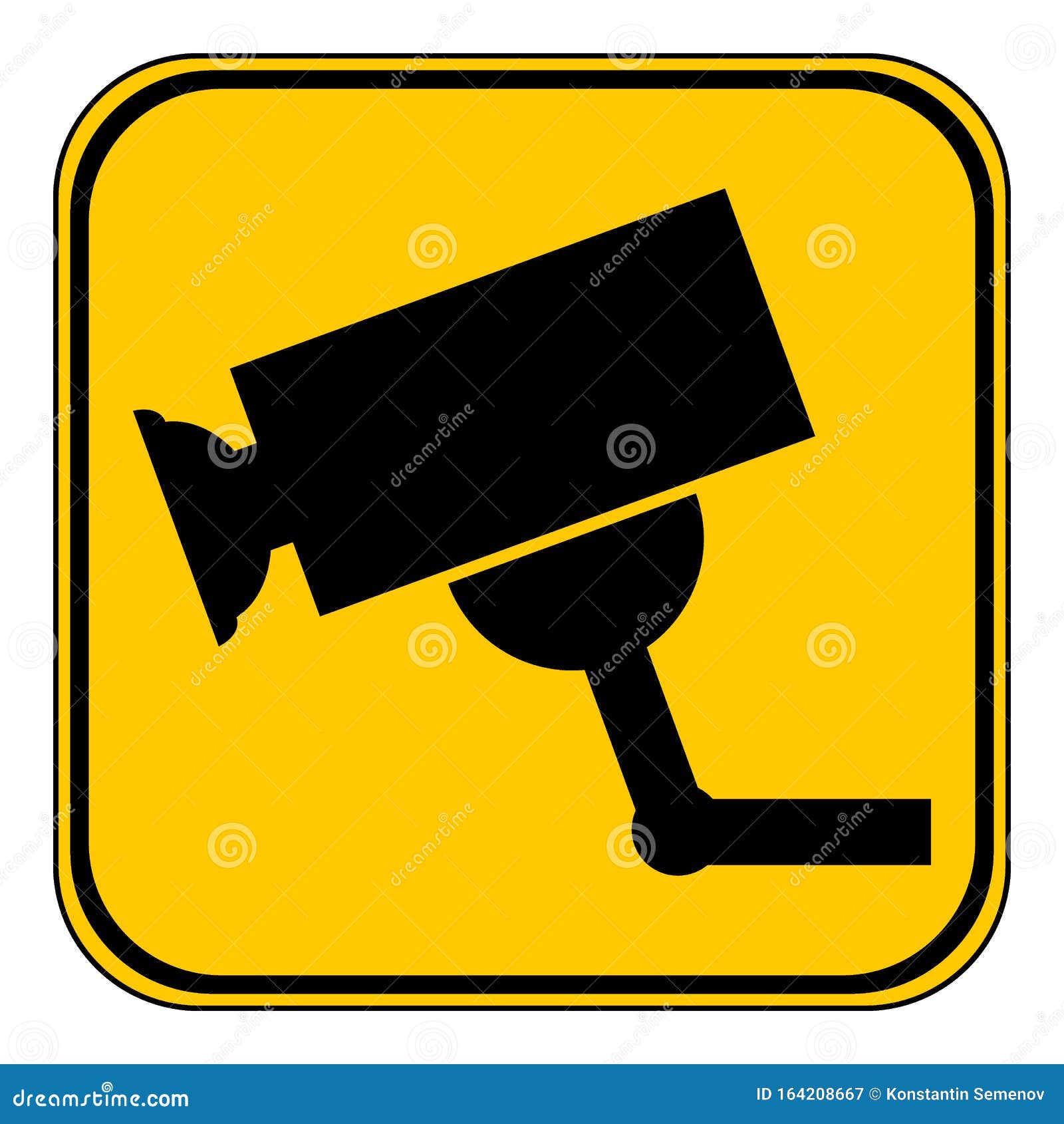 Surveillance Camera Warning Sign Stock Illustration - Illustration of ...