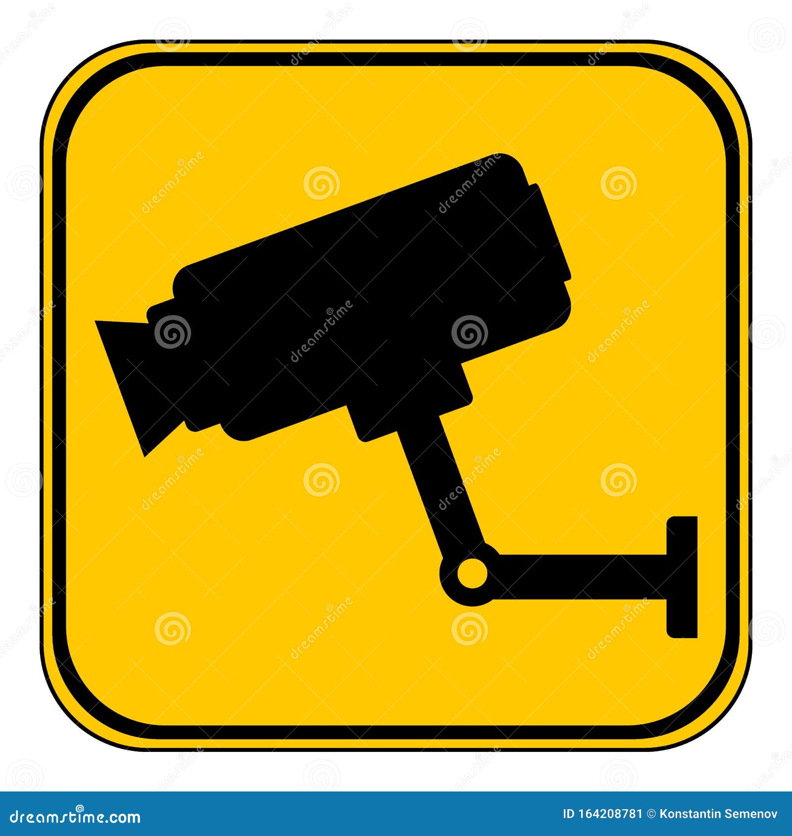 Surveillance Camera Warning Sign Stock Illustration - Illustration of ...