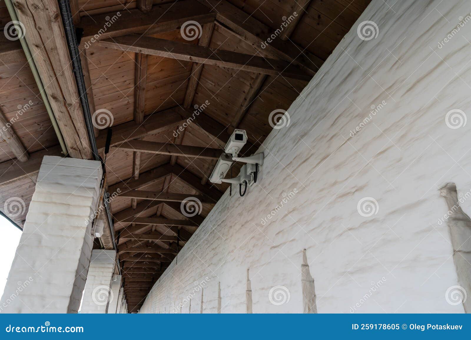 Surveillance Cameras on a Brick Wall Stock Image - Image of guard ...