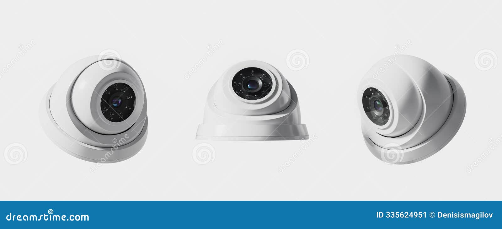 Surveillance Cameras on Empty White Background, Security Stock ...