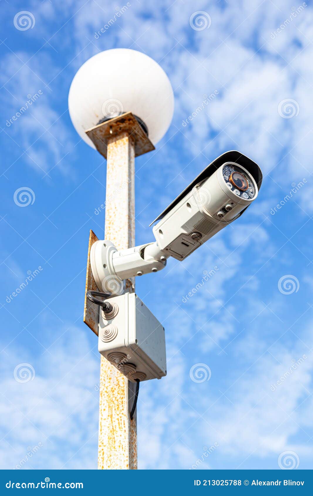 Surveillance CCTV Camera Mounted on the Post Stock Photo - Image of ...