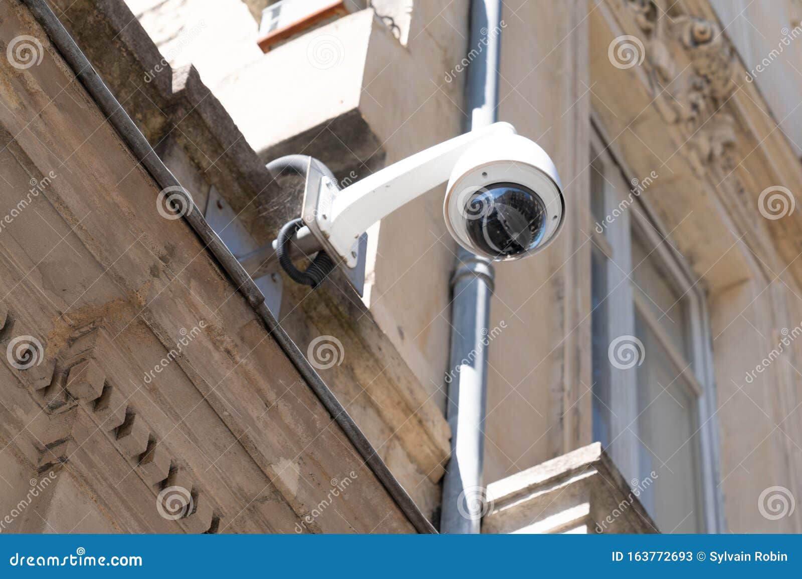 Surveillance CCTV Security Camera White Outdoor Wall Stock Image ...