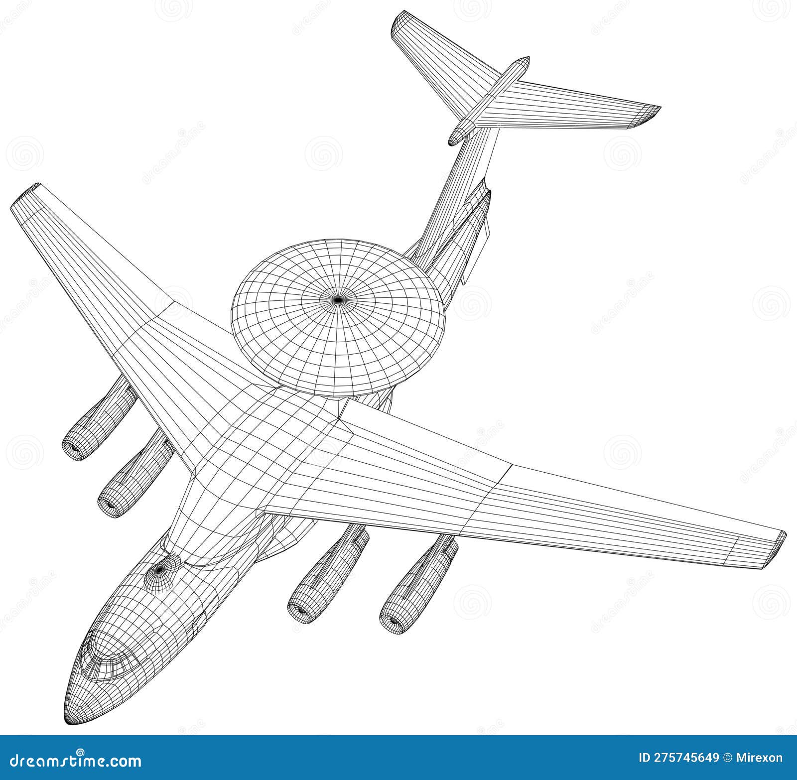 Sentry AWACS Radar Plane. The Layers Of Visible And Invisible Lines Are ...